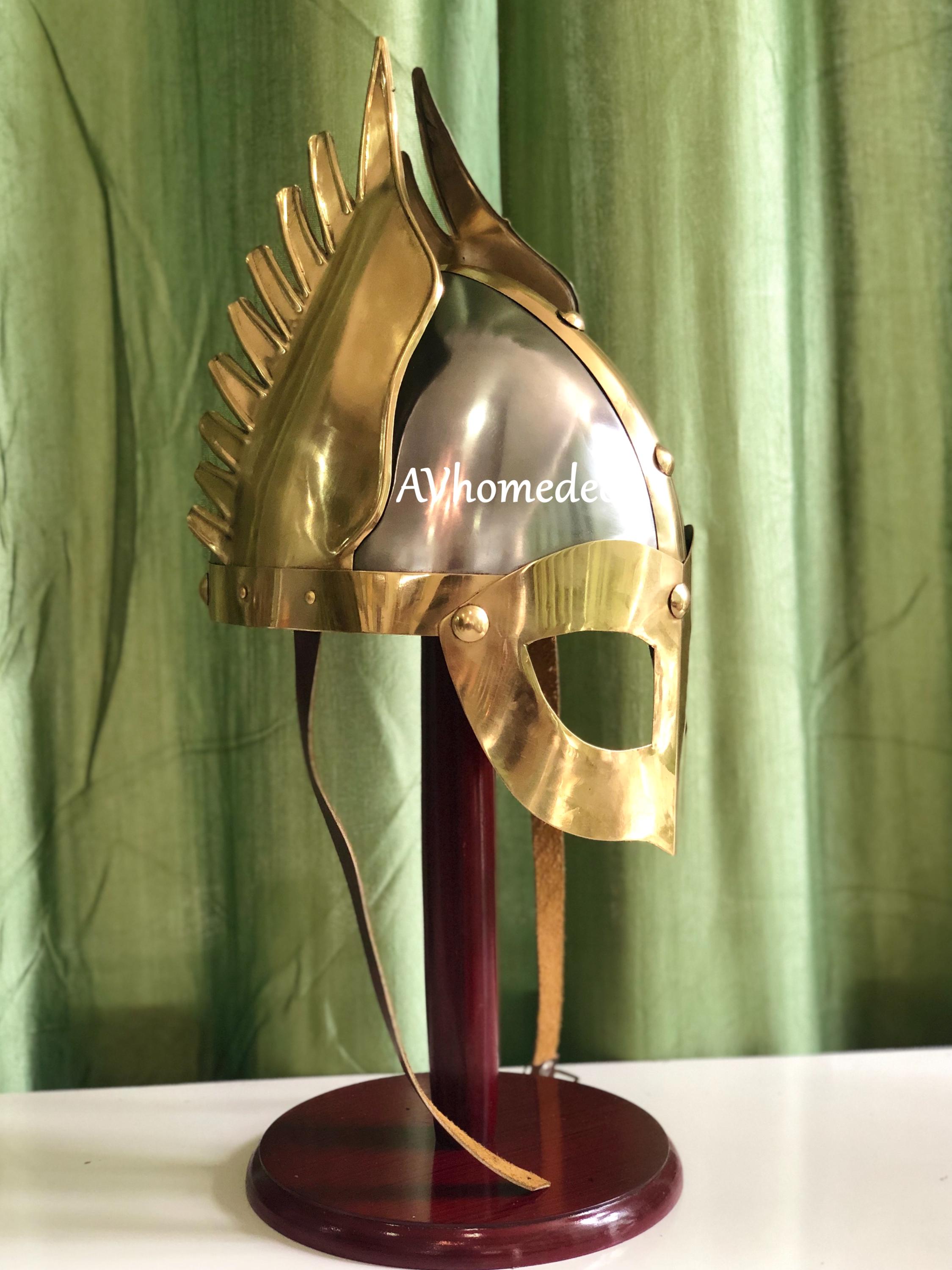 Norman Nasal King Helmet Brass Wing Viking Armor Wearable SCA Larp ...