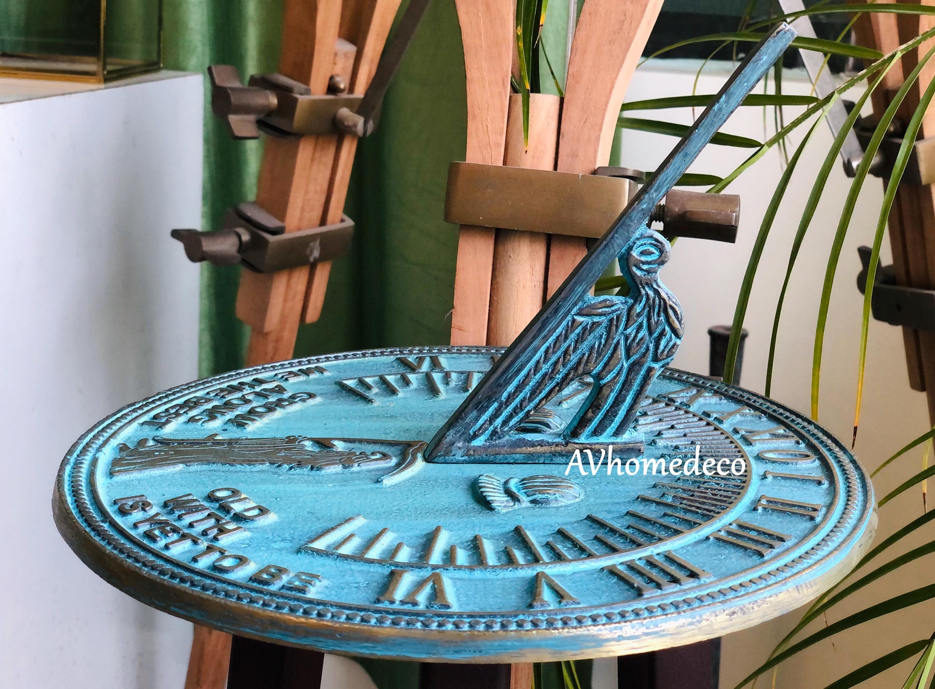 Brass Garden Sundial Verdigris Highlights Engraved Sundial Grow Old ...