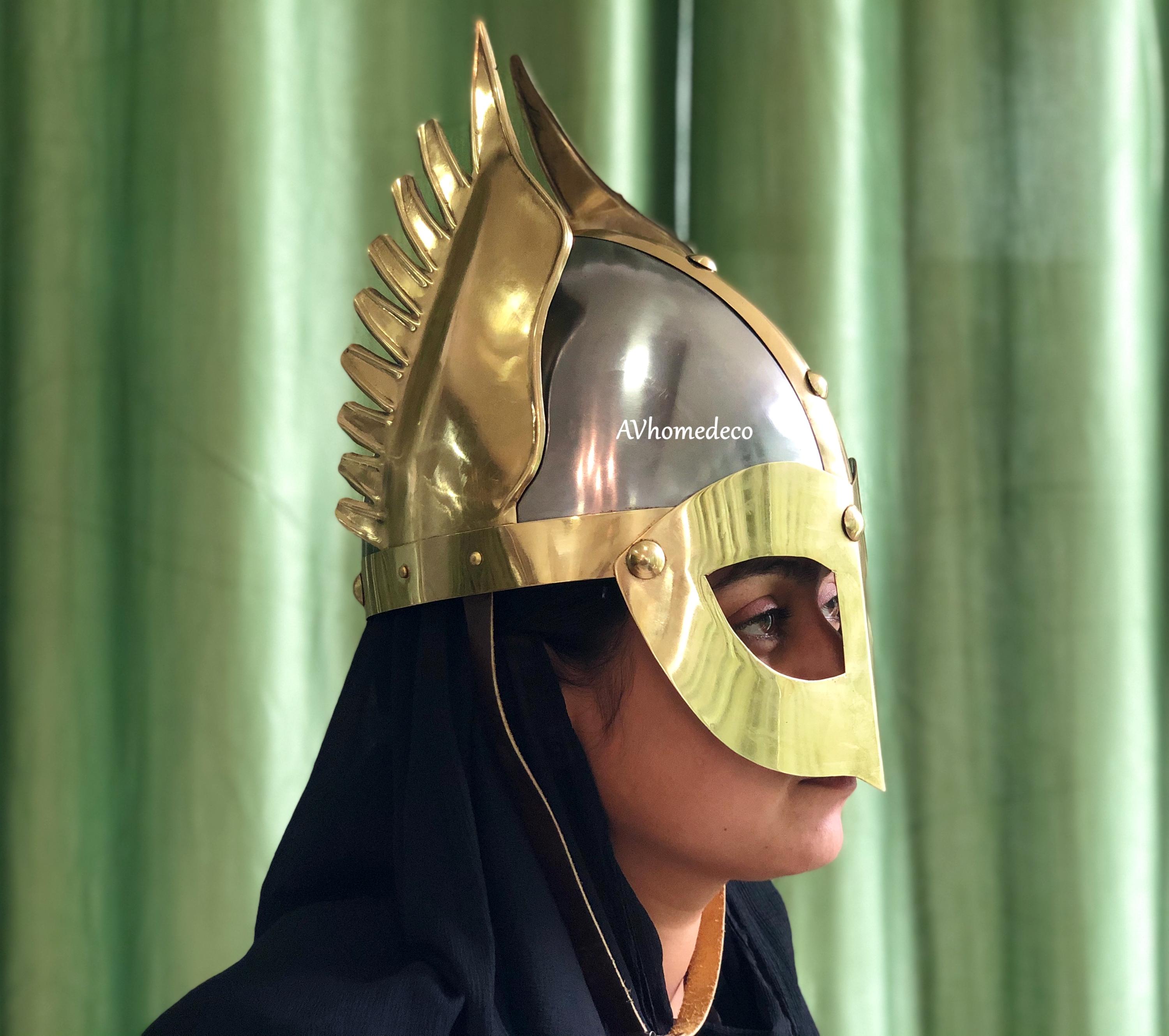 Norman Nasal King Helmet Brass Wing Viking Armor Wearable SCA Larp ...
