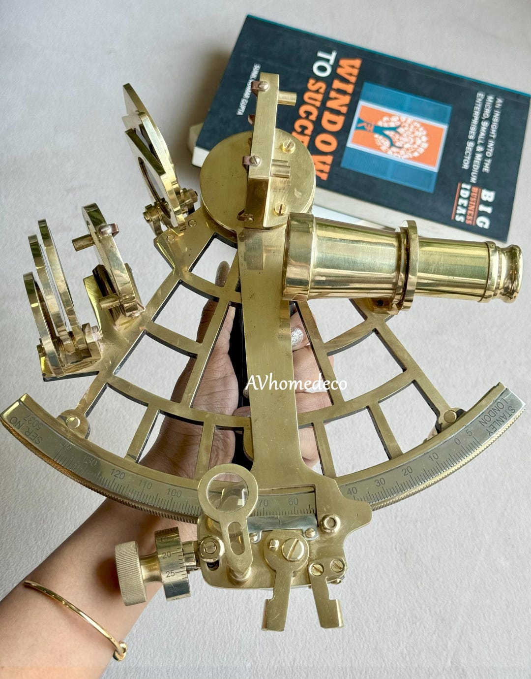 Handmade Brass Nautical Sextant - Marine Captain Sextant Astrolabe Ship ...
