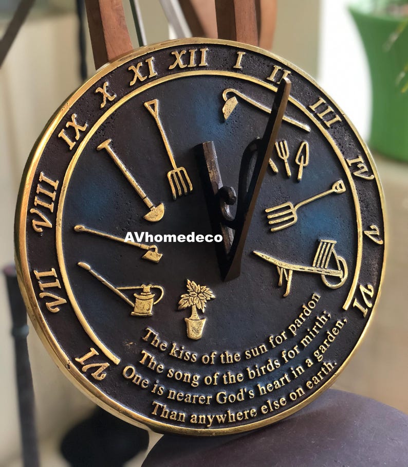 Brass Garden Sundial Kiss of the Sun Engraved Quote Sundial - Home ...