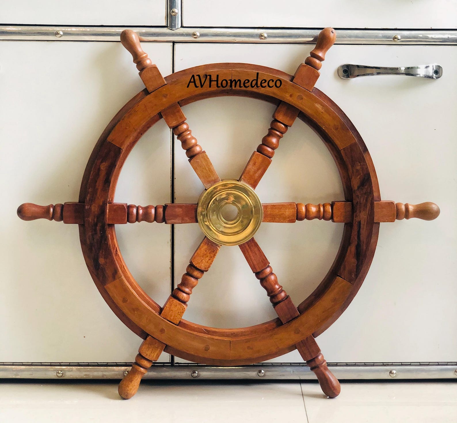 Handcrafted Wooden Ship Wheel - Nautical Wall Decor Sailor's Gifts Ship ...