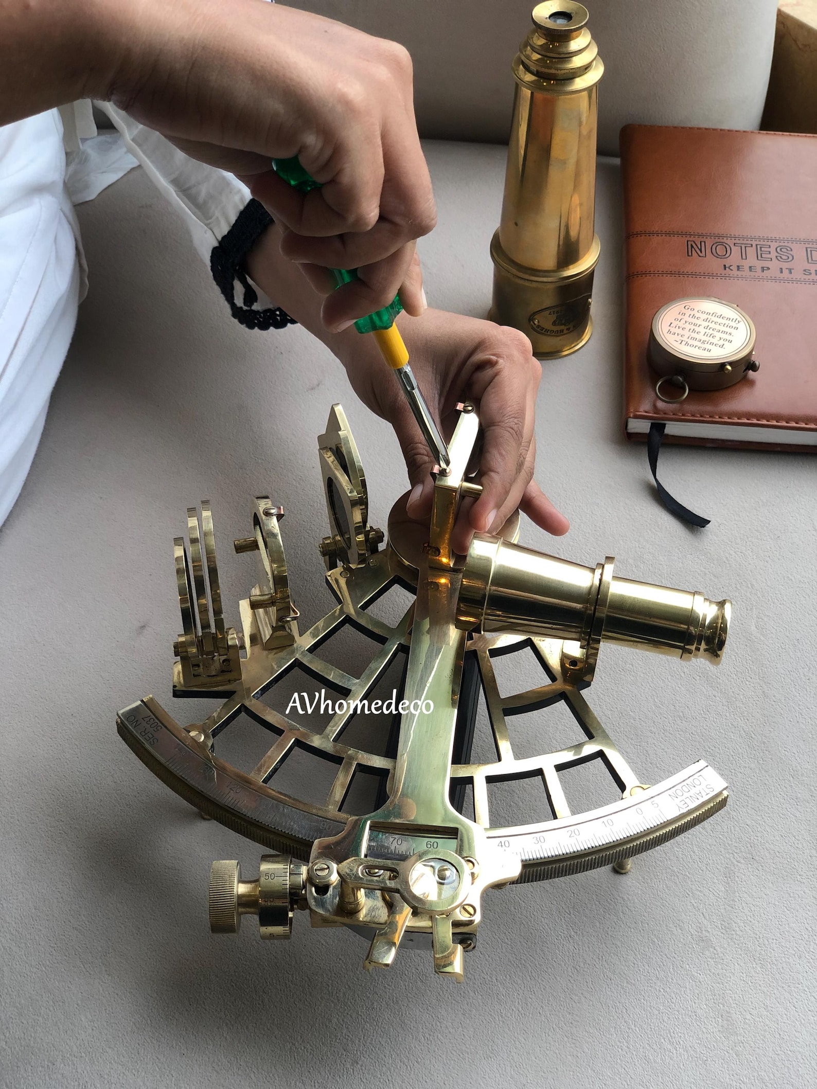 Handmade Brass Nautical Sextant - Marine Captain Sextant Astrolabe Ship ...