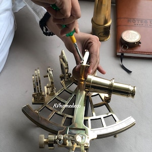 Handmade Brass Nautical Sextant - Marine Captain Sextant Astrolabe Ship ...