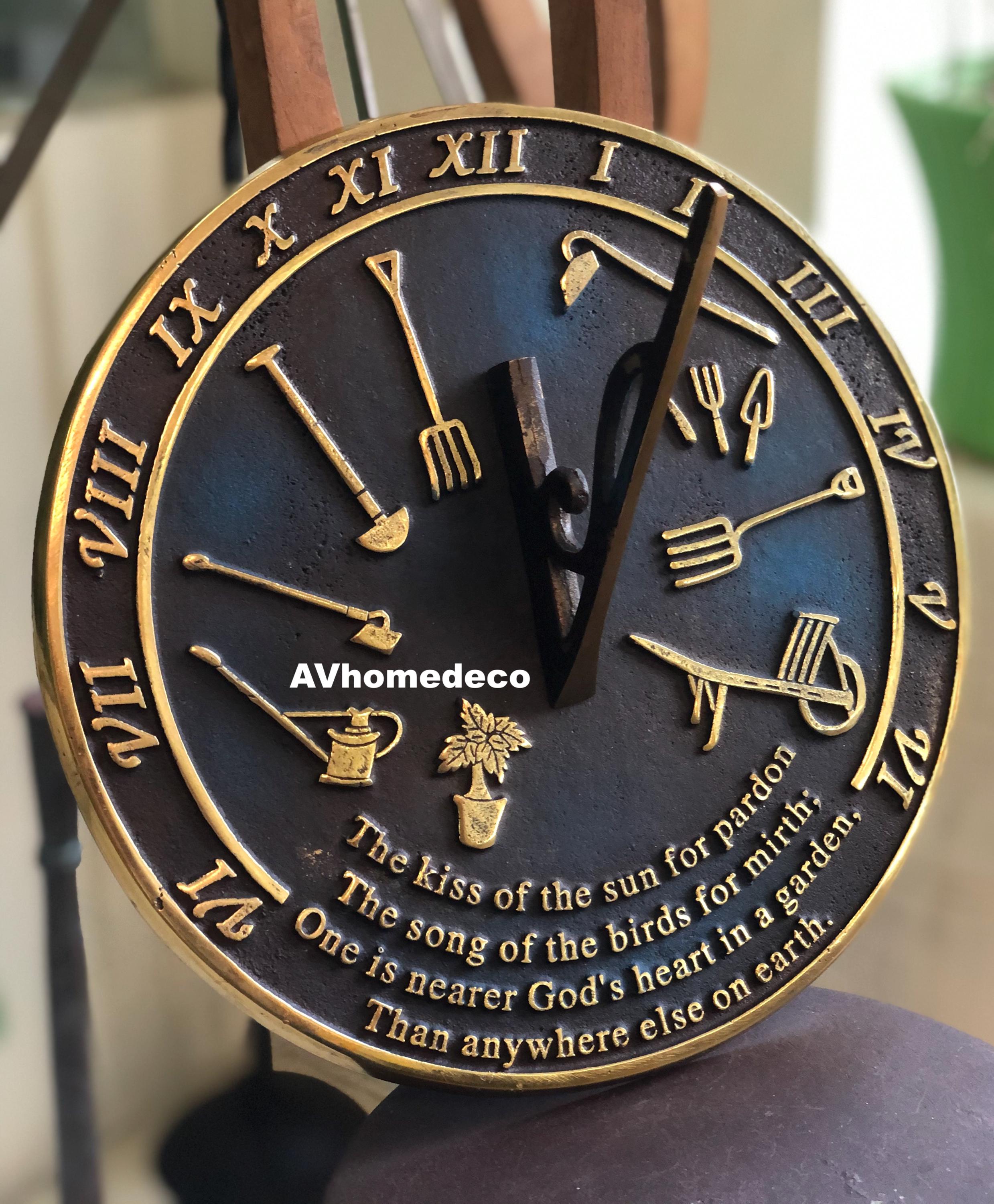 Brass Garden Sundial Kiss of the Sun Engraved Quote Sundial - Home ...