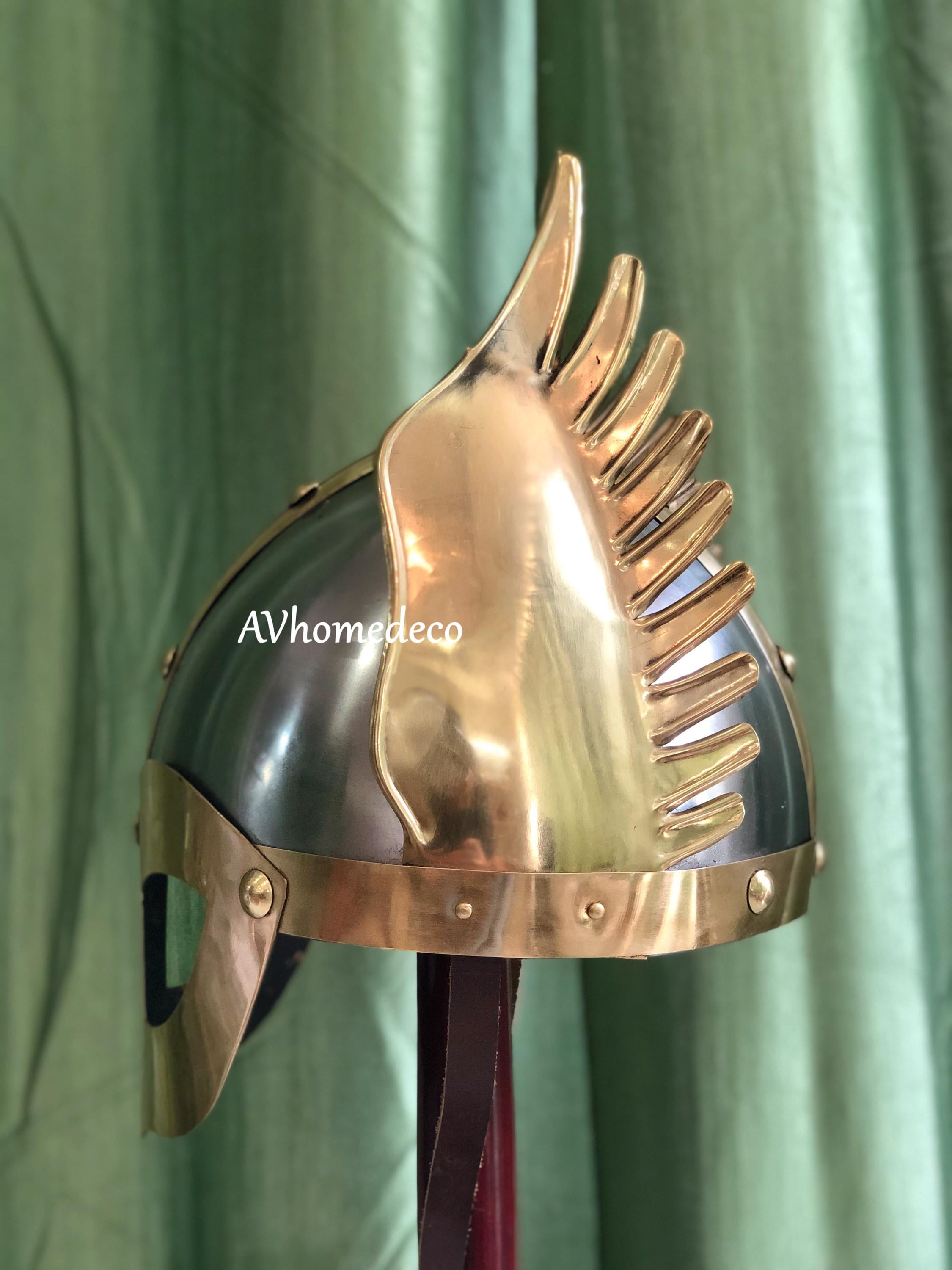 Norman Nasal King Helmet Brass Wing Viking Armor Wearable SCA Larp ...