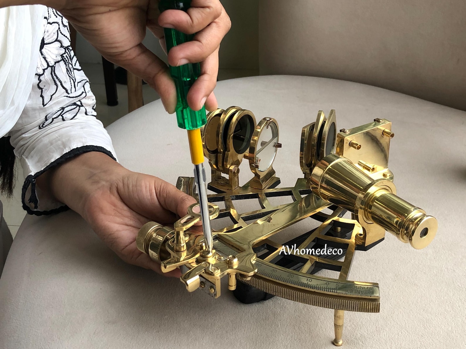 Handmade Brass Nautical Sextant - Marine Captain Sextant Astrolabe Ship ...