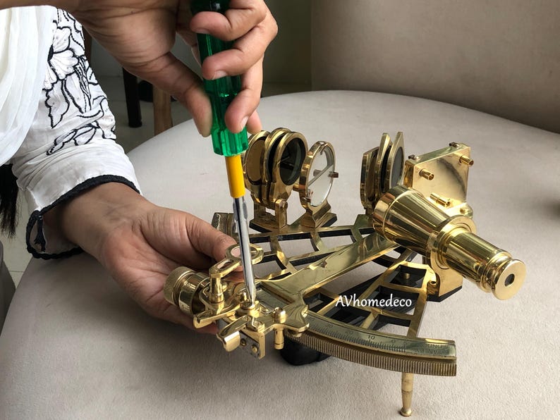 Handmade Brass Nautical Sextant - Marine Captain Sextant Astrolabe Ship ...