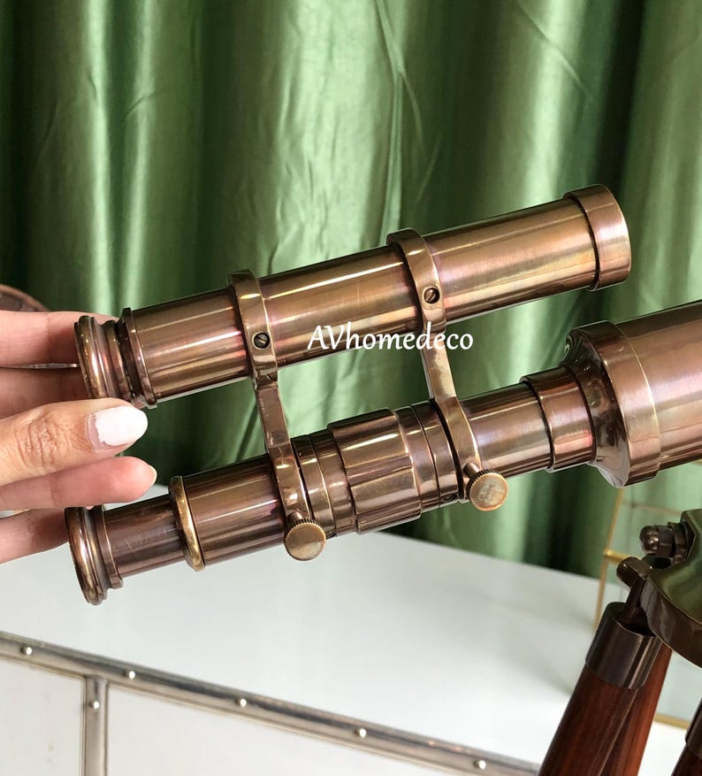 Floor Standing Brass Telescope Adjustable Tripod Wooden Stand Fully ...