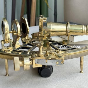 Handmade Brass Nautical Sextant - Marine Captain Sextant Astrolabe Ship Navigation Instrument ...
