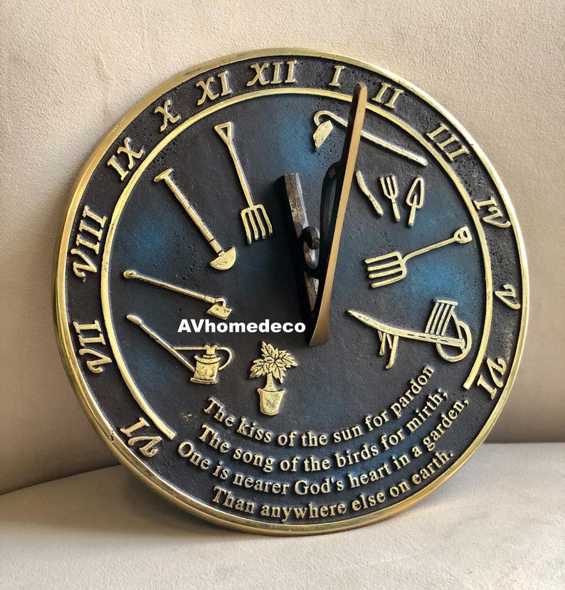 Brass Garden Sundial Kiss of the Sun Engraved Quote Sundial - Home ...