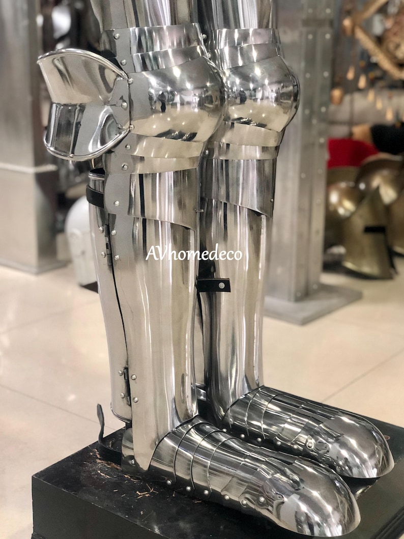 Medieval Knight Leg Armour Set - Steel Leg Protection Costume for LARP ...