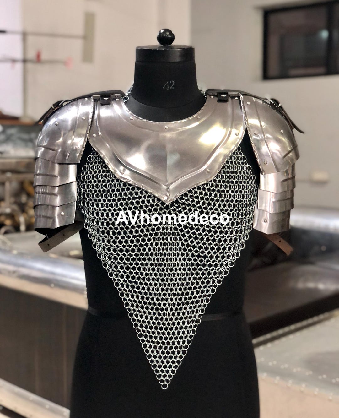 Medieval Brave Lady Armor Costume Female Chainmail Top, Silver Steel ...