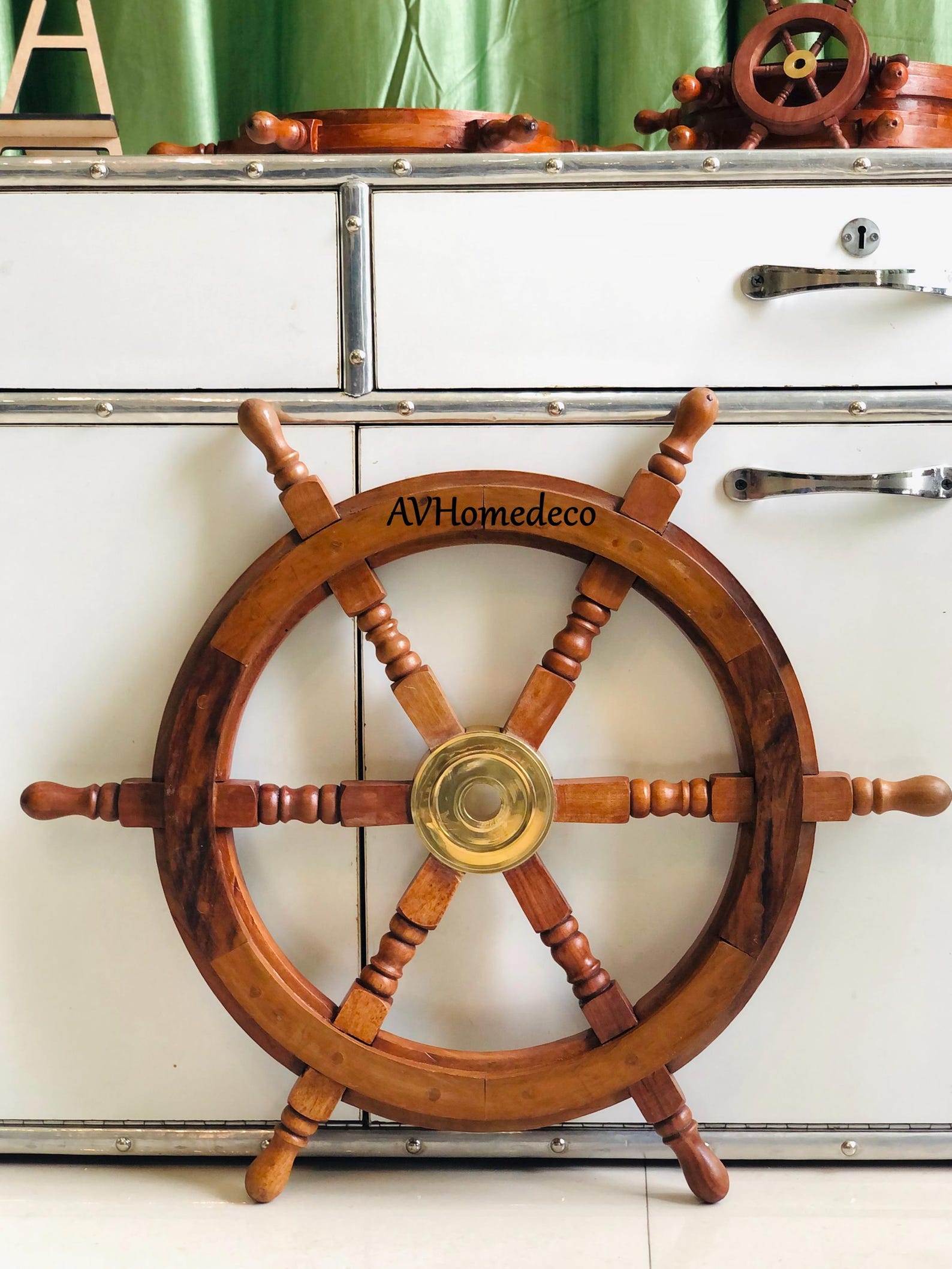 Handcrafted Wooden Ship Wheel - Nautical Wall Decor Sailor's Gifts Ship ...