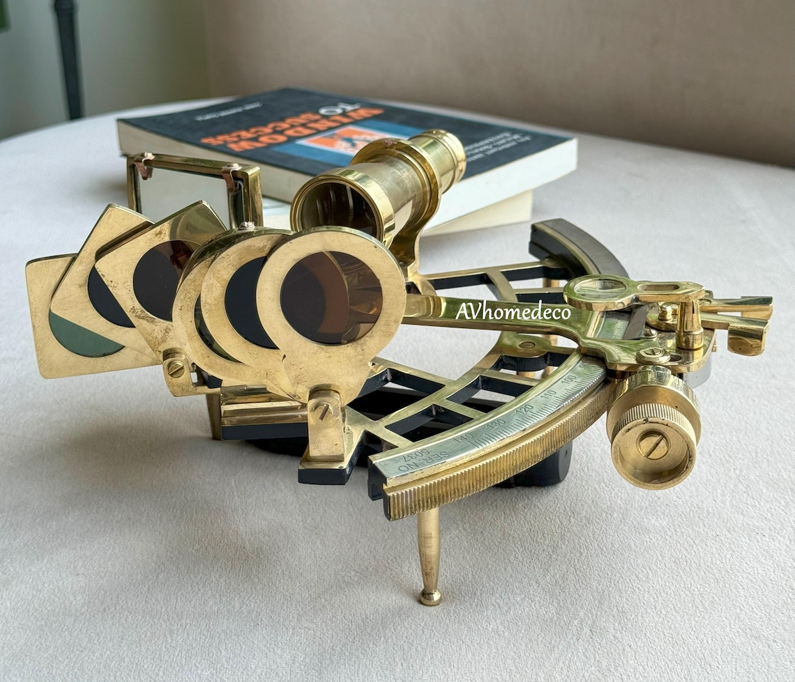 Handmade Brass Nautical Sextant - Marine Captain Sextant Astrolabe Ship ...