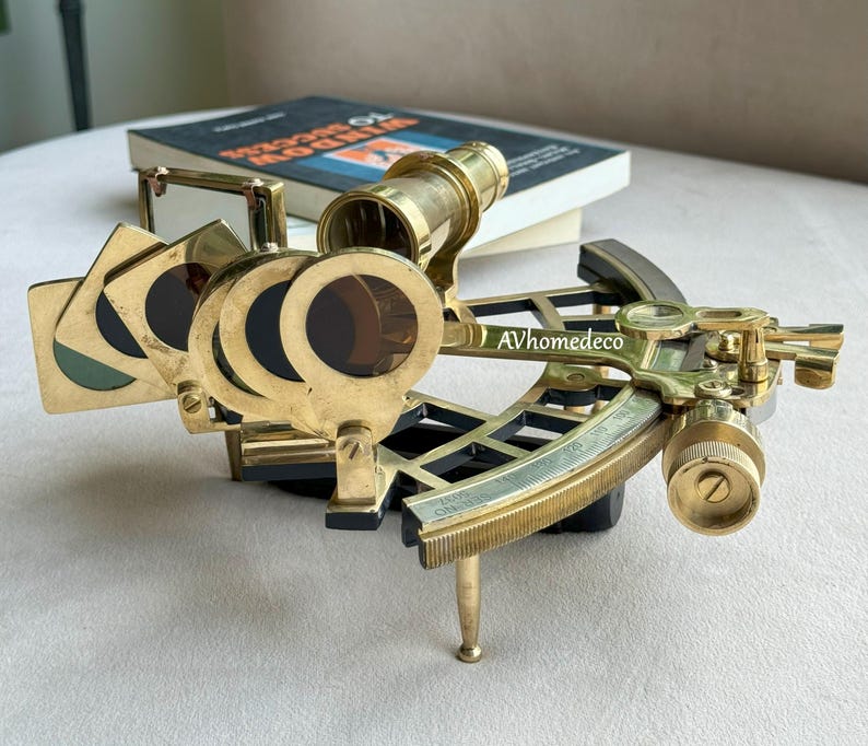 Handmade Brass Nautical Sextant - Marine Captain Sextant Astrolabe Ship ...