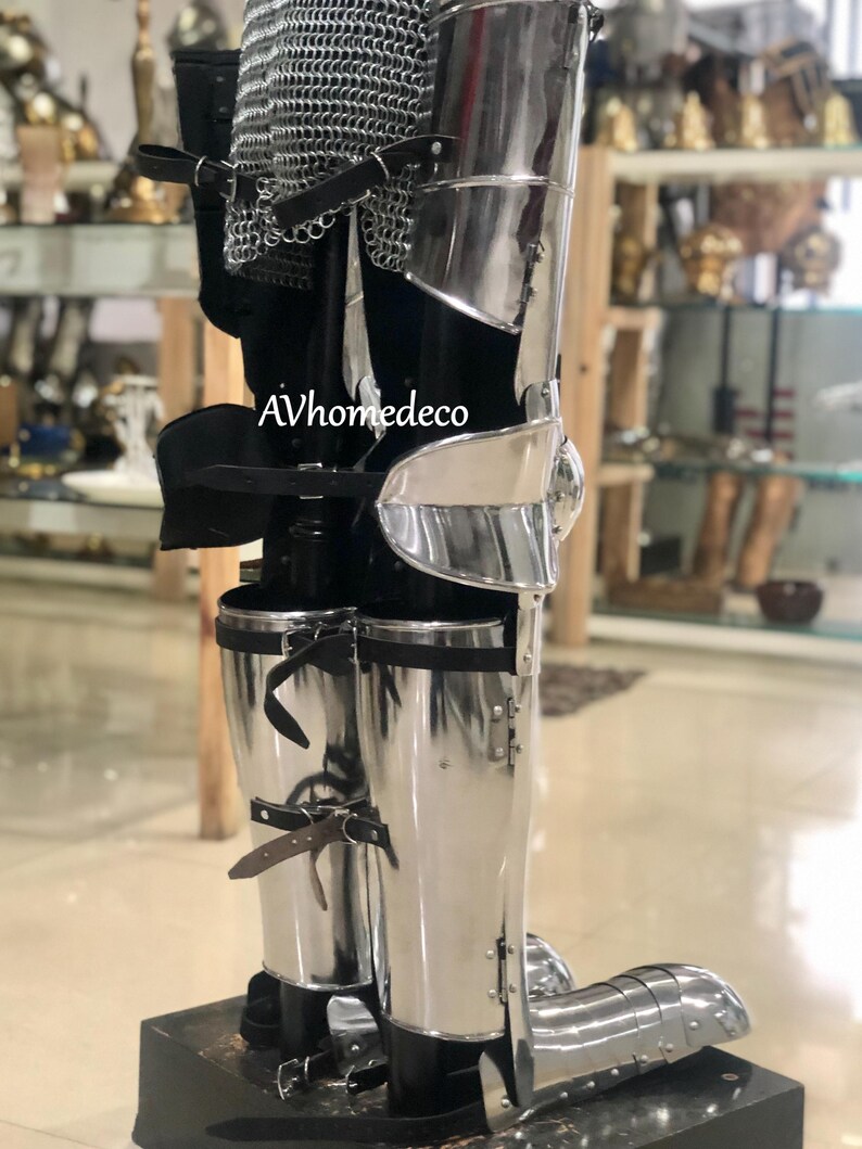 Medieval Knight Leg Armour Set - Steel Leg Protection Costume for LARP ...