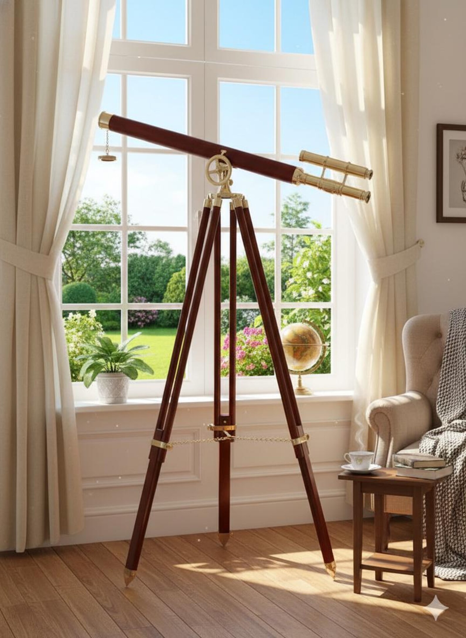 Nautical Floor Standing Solid Brass/leather Griffith Astro Telescope 64 ...
