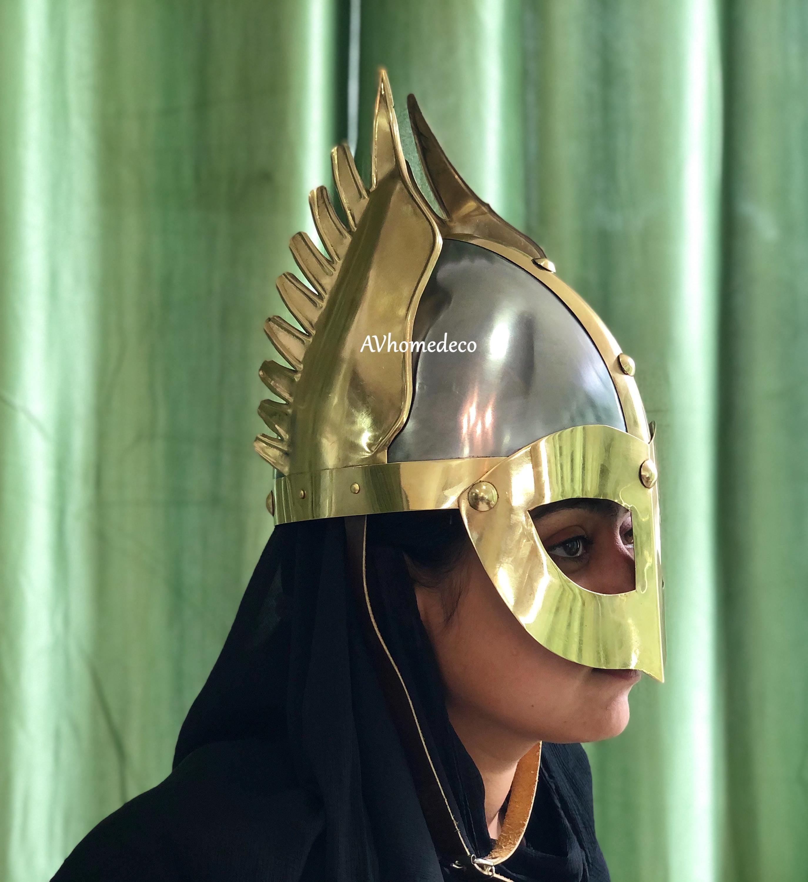 Norman Nasal King Helmet Brass Wing Viking Armor Wearable SCA Larp ...