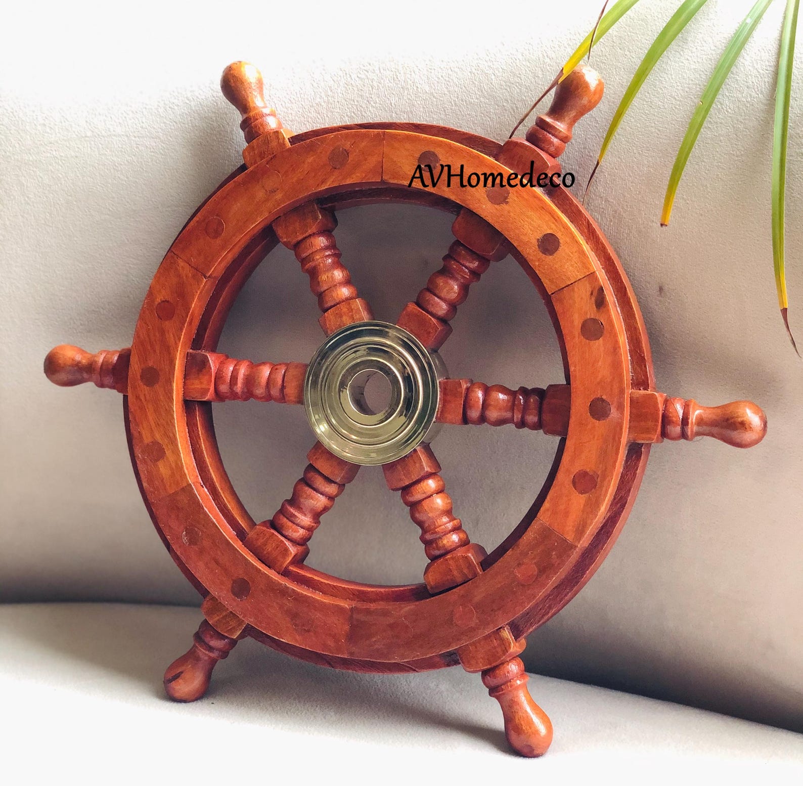 Handcrafted Wooden Ship Wheel - Nautical Wall Decor Sailor's Gifts Ship ...