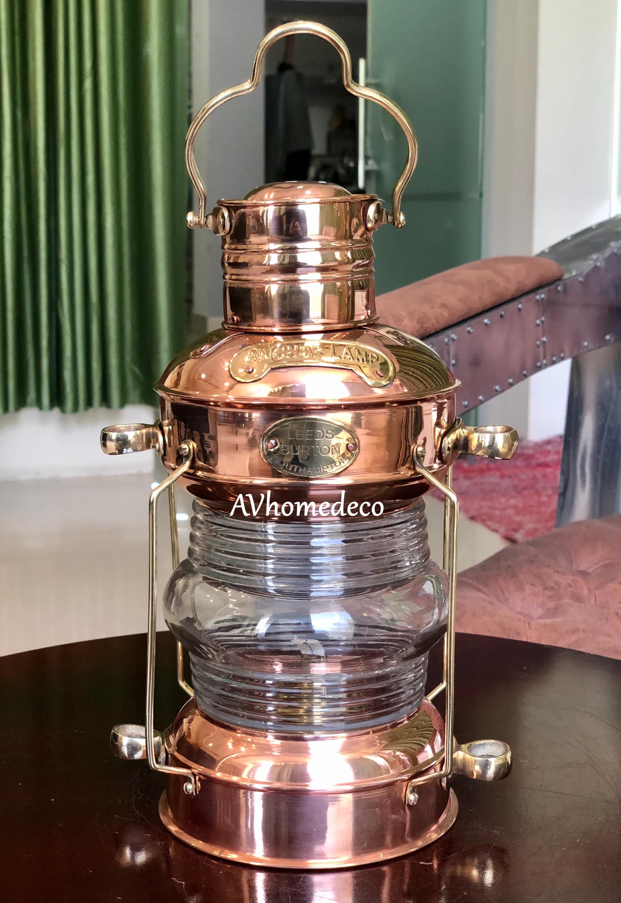 Copper Brass Anchor Oil Lamp, Nautical Maritime Boat Lantern, Ship Oil ...