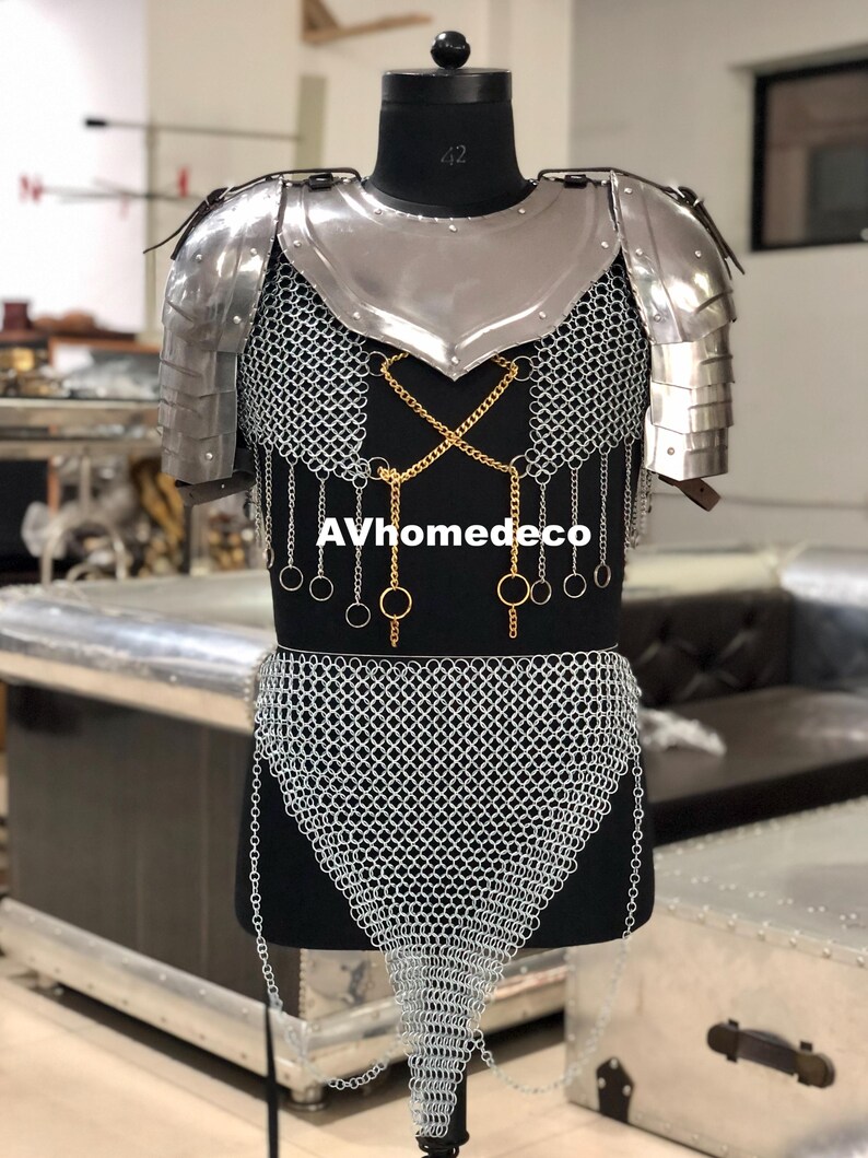 Medieval Brave Lady Knight Armor Female Handmade Fantasy Chainmail Set ...