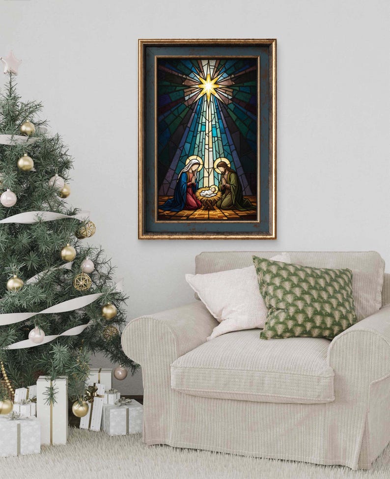 NEW MARKDOWN!! Nativity Stained Glass Digital Download | Mary Joseph ...
