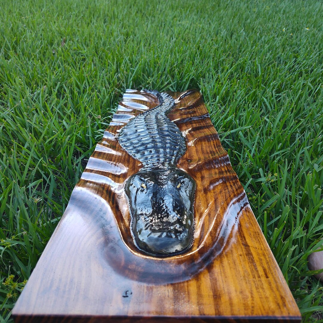 Alligator Solid Wood Carving Designed and Hand Finished by Florida ...