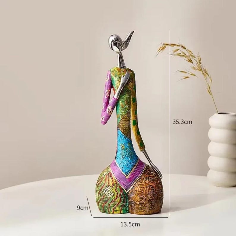 Abstract Art Woman Sculpture Resin Statue - Colorful Figurine Home ...