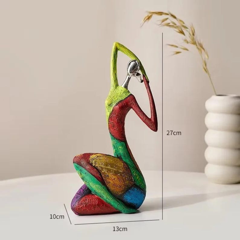Abstract Art Woman Sculpture Resin Statue - Colorful Figurine Home ...