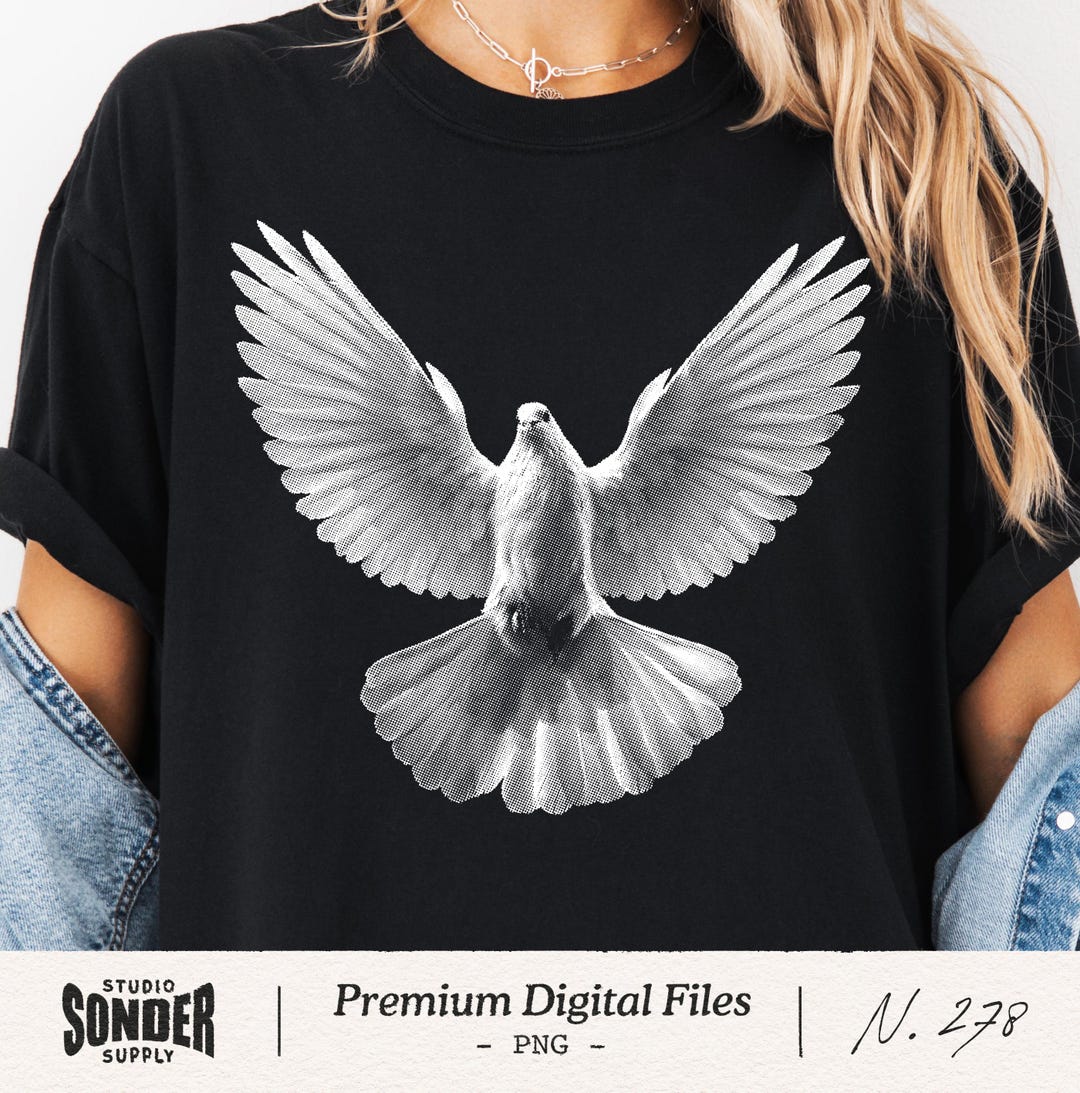 White Dove Halftone PNG, Vintage Peace Dove Illustration, Religious ...