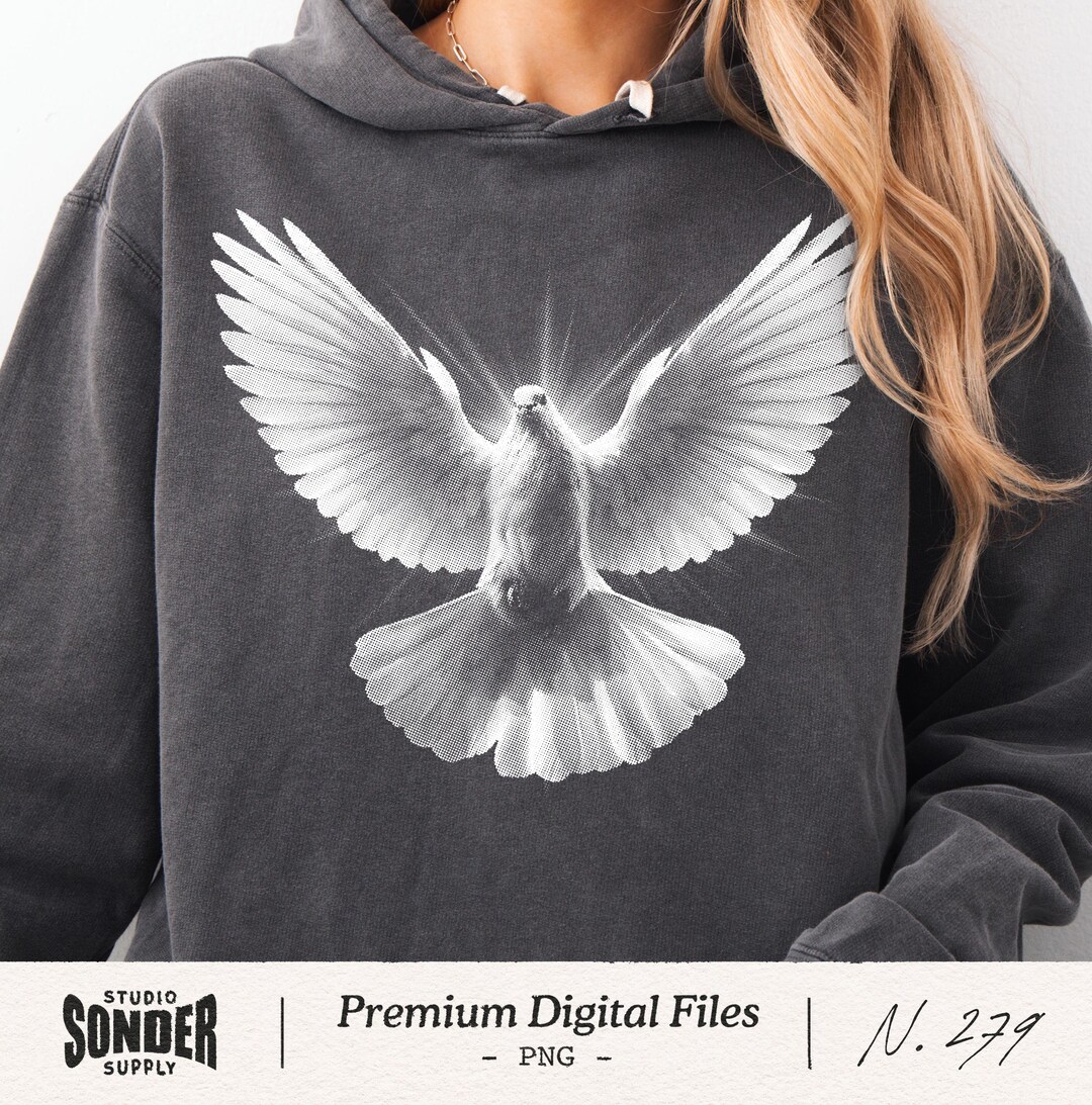 Holy Spirit PNG Halftone With Radiant Aura, Vintage Sacred Bird ...