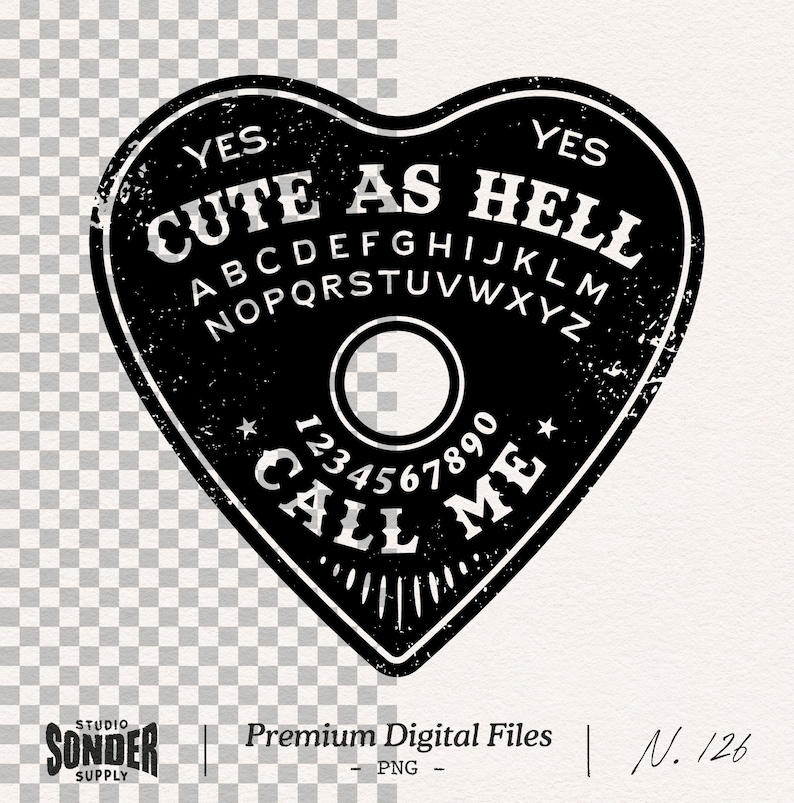 Ouija Heart Planchette PNG, Cute Gothic Retro Png, Spooky Halloween ...