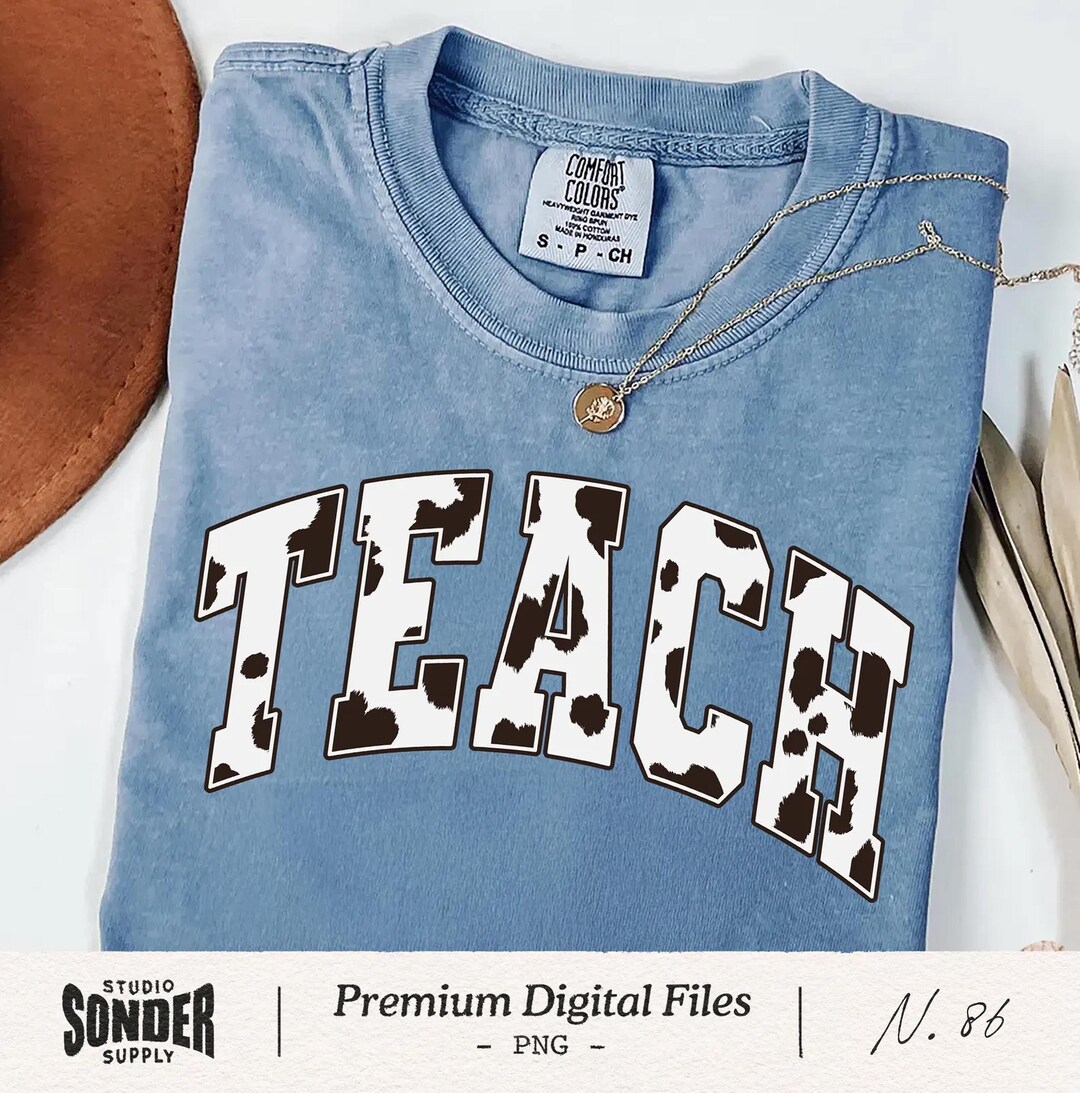 Western Teacher PNG, Western Teaching Cow Print Varsity Letters ...