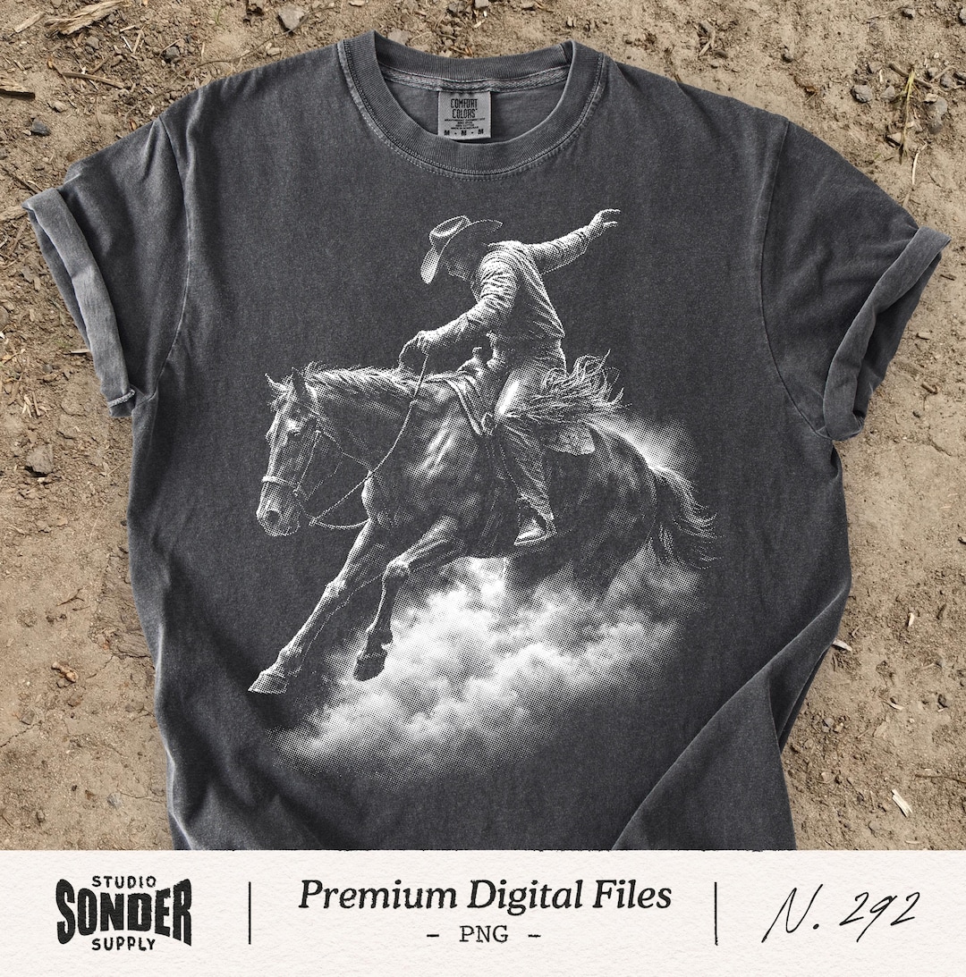 Bronc Rider Cowboy PNG, Western Rodeo Design, Vintage Horse Art, Wild ...