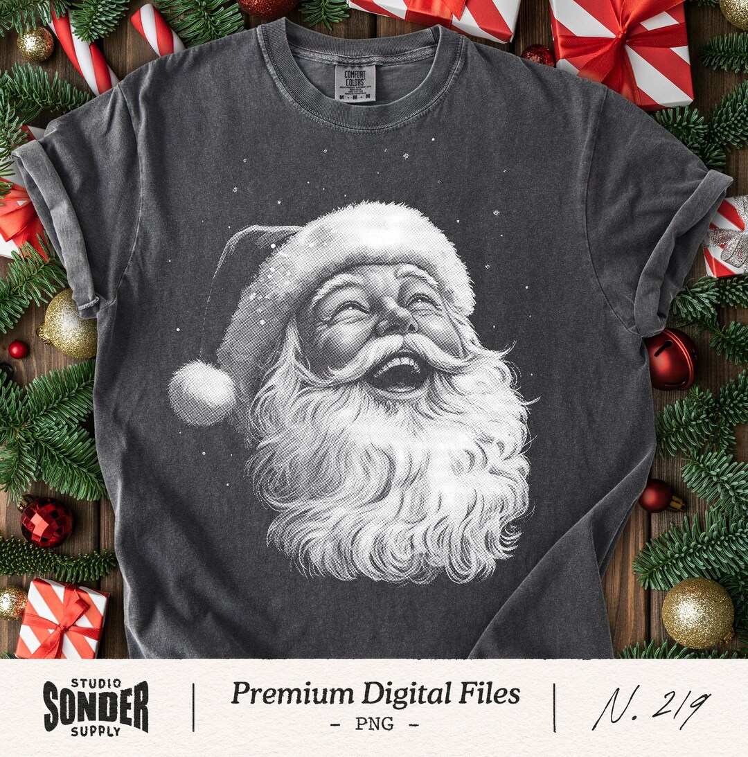 Vintage Santa Face PNG, Retro Christmas Shirt Design, Realistic Santa ...