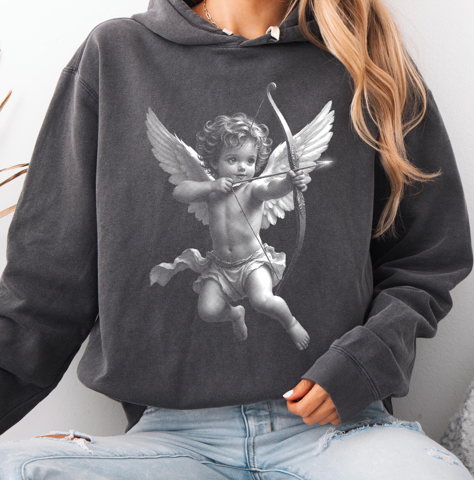 Cupid Angel PNG, Vintage Cupid With Bow Art, Romantic Valentine Design ...
