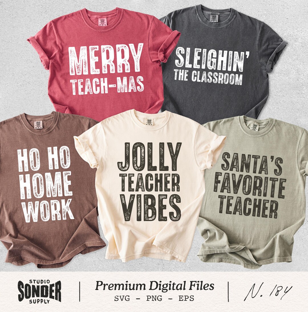 Teacher Christmas PNG SVG Bundle, Merry Teachmas Quotes, Funny Teacher ...