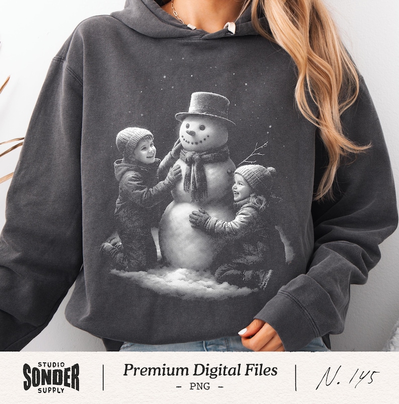 Vintage Snowman Kids PNG, Retro Winter Scene Shirt Design, Realistic ...