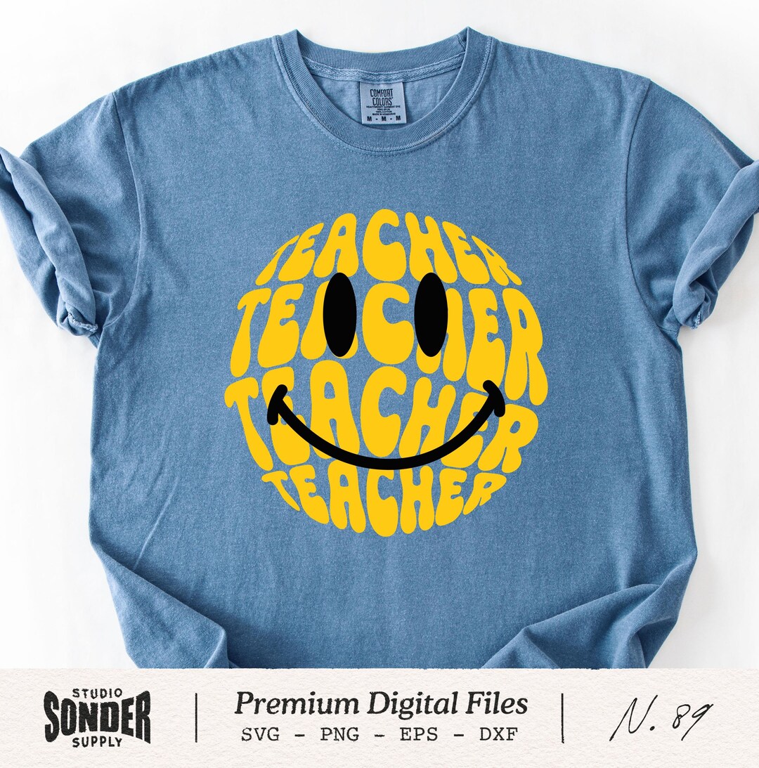 Retro Teacher Smiley Face PNG, Back to School Teacher Shirt Design ...