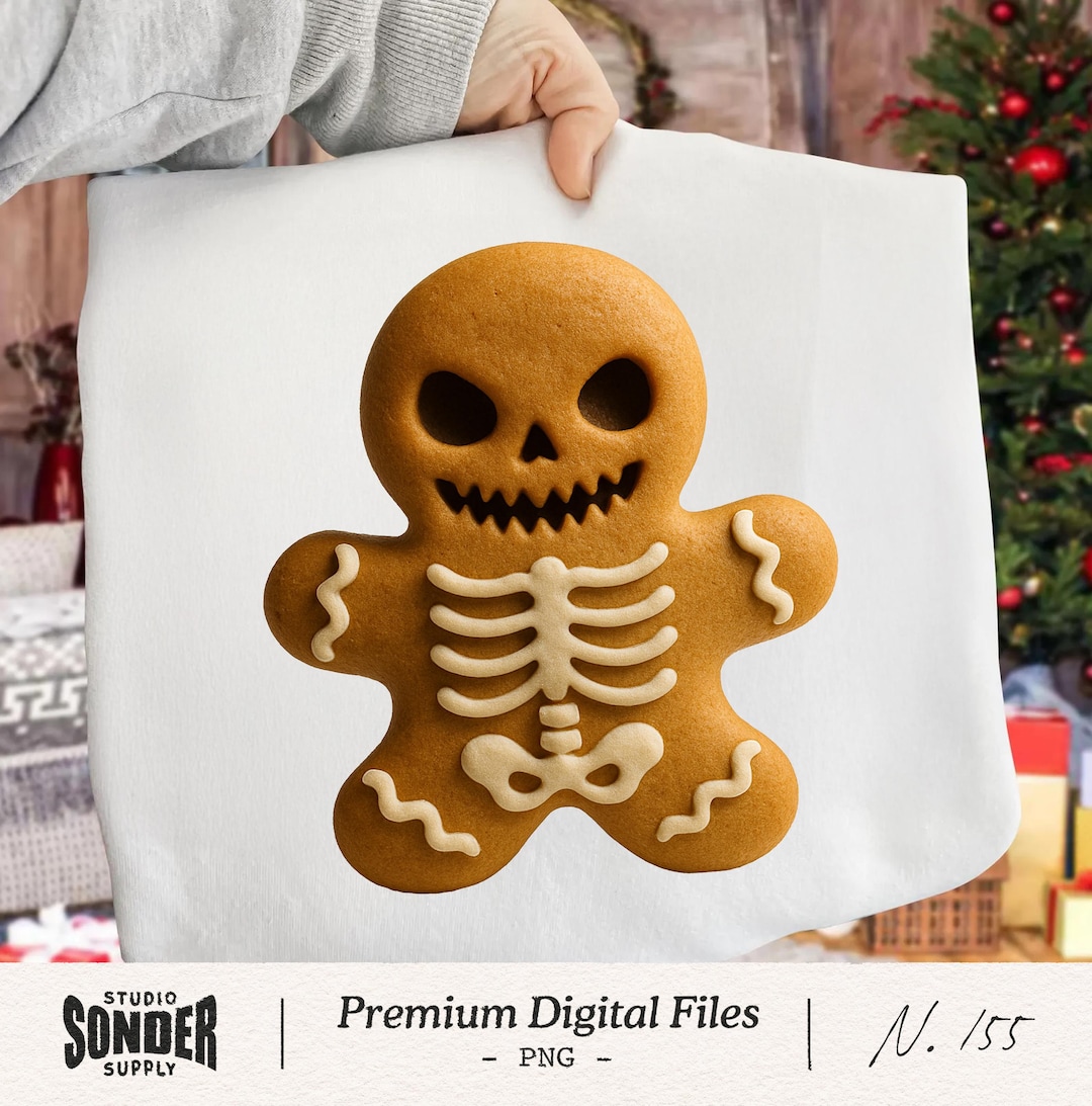 Scary Gingerbread Man PNG, Creepy Christmas Cookie Skeleton Png, Funny ...