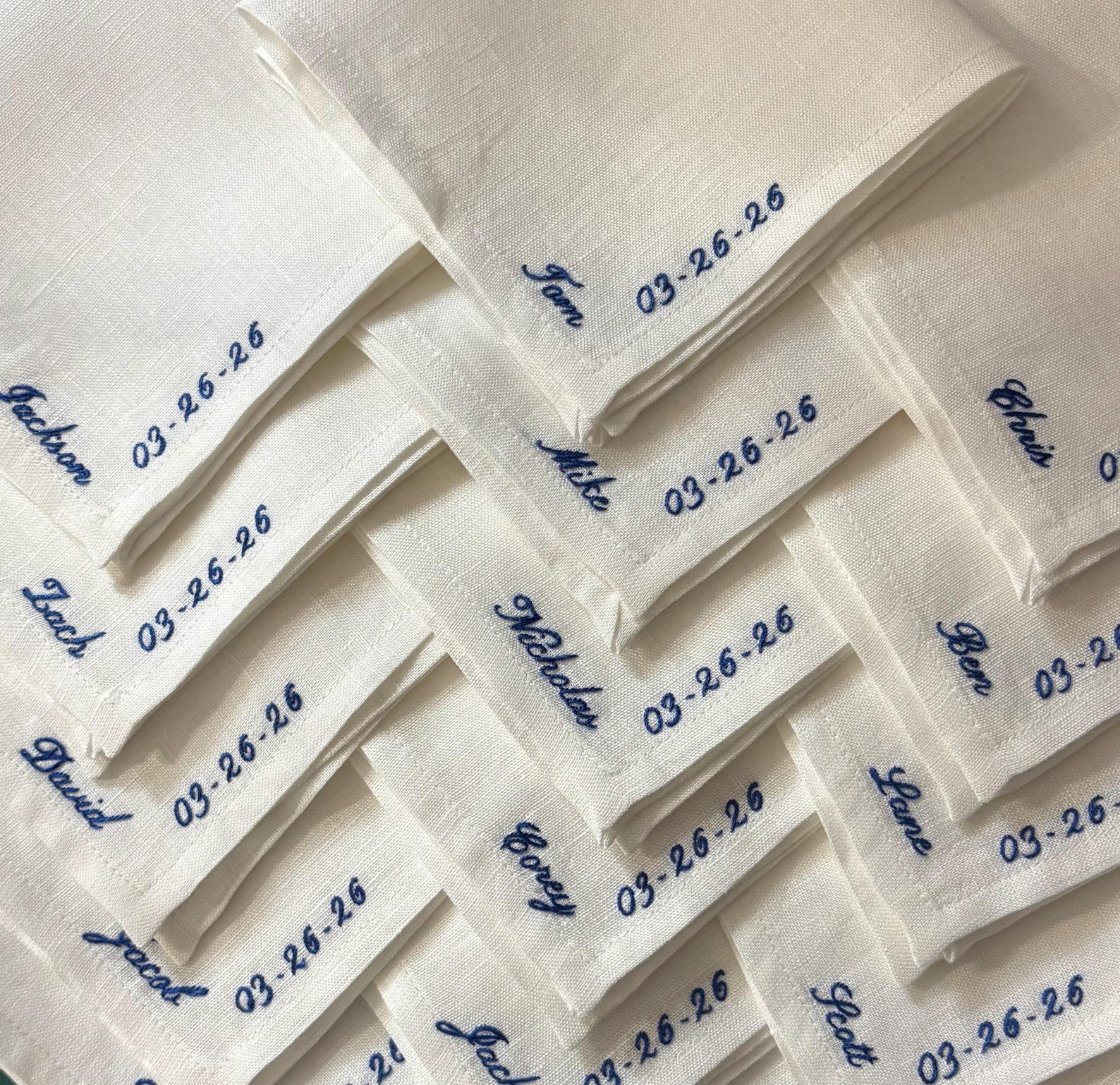Handwritten Personalized Embroidered Linen Handkerchief, Wedding ...