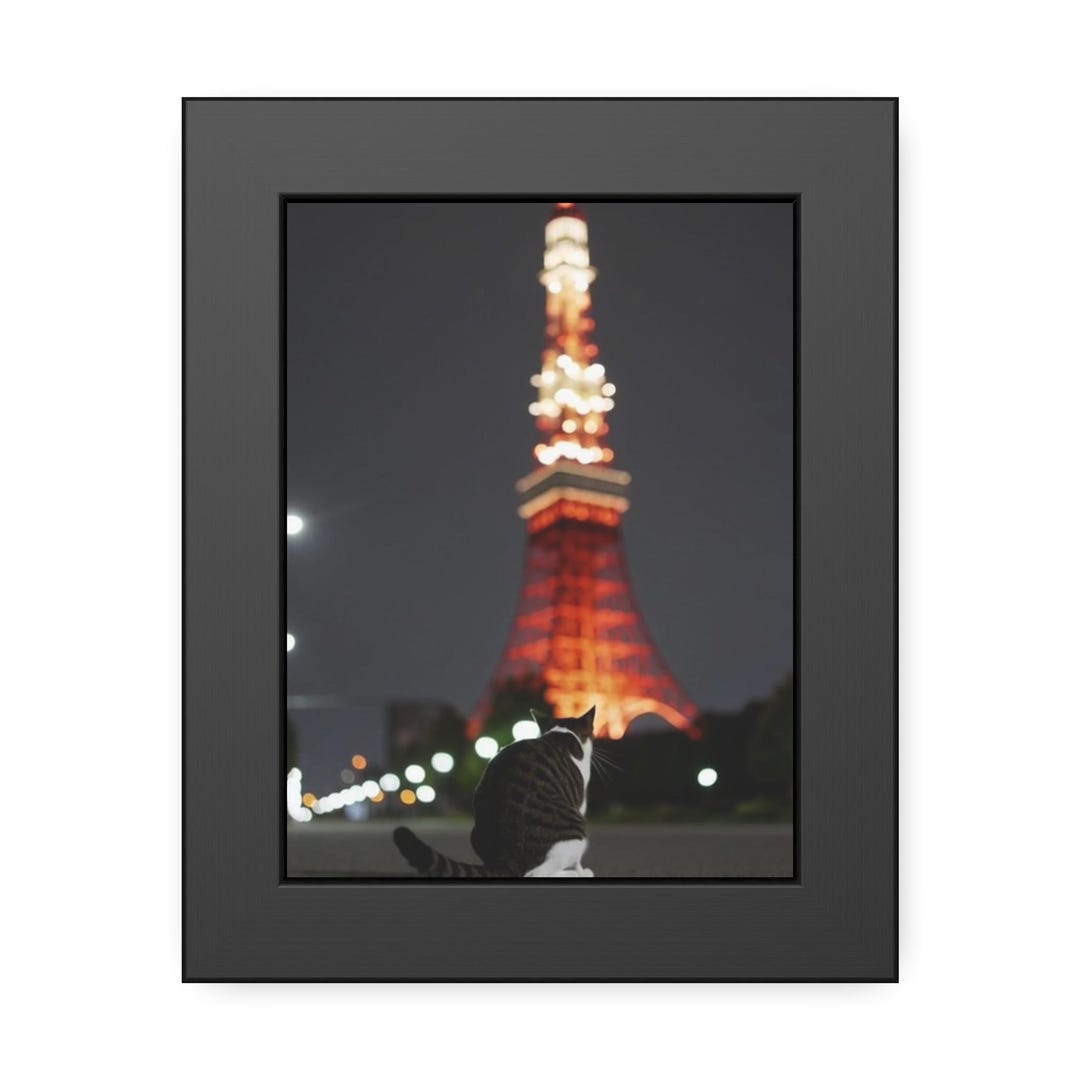 Cats and Tokyo Tower at Night | Fantastic Night View Poster Framed ...