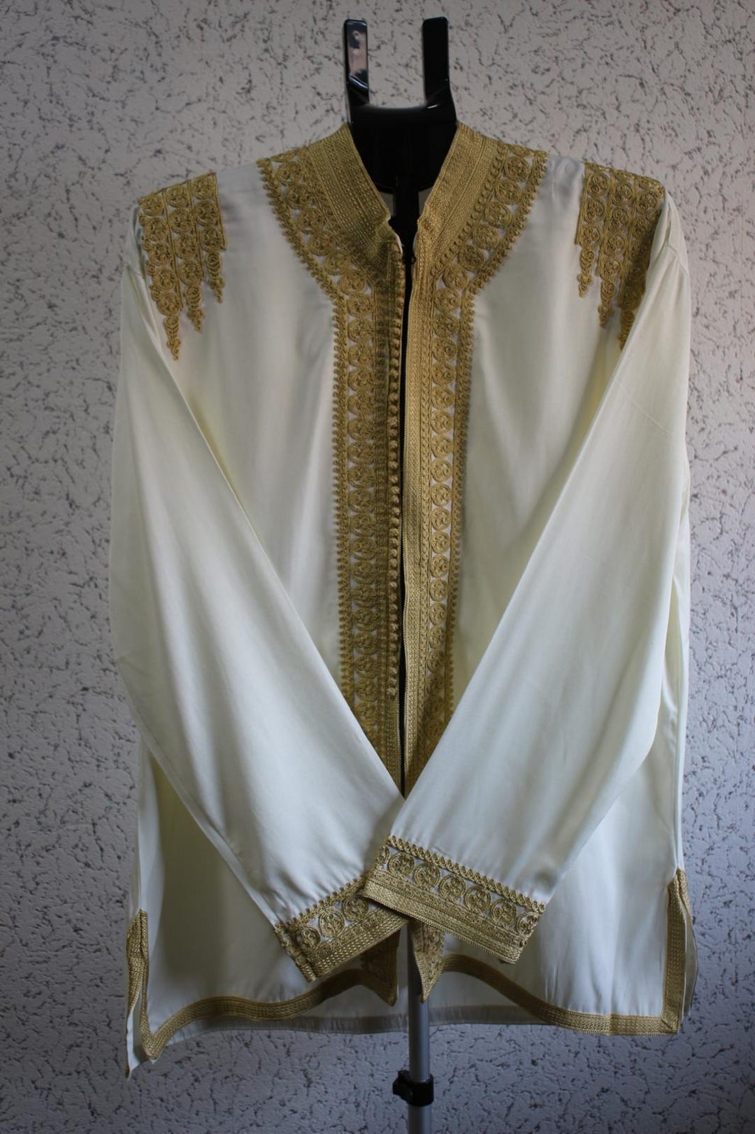 Traditional Moroccan Top for Men - White With Gold - Etsy