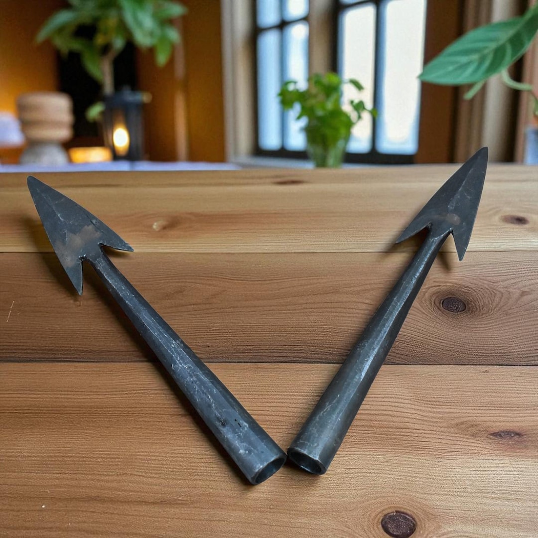 Hand Forged Medieval Viking Age Long Socket Harpoon Arrowhead (set of 2 ...