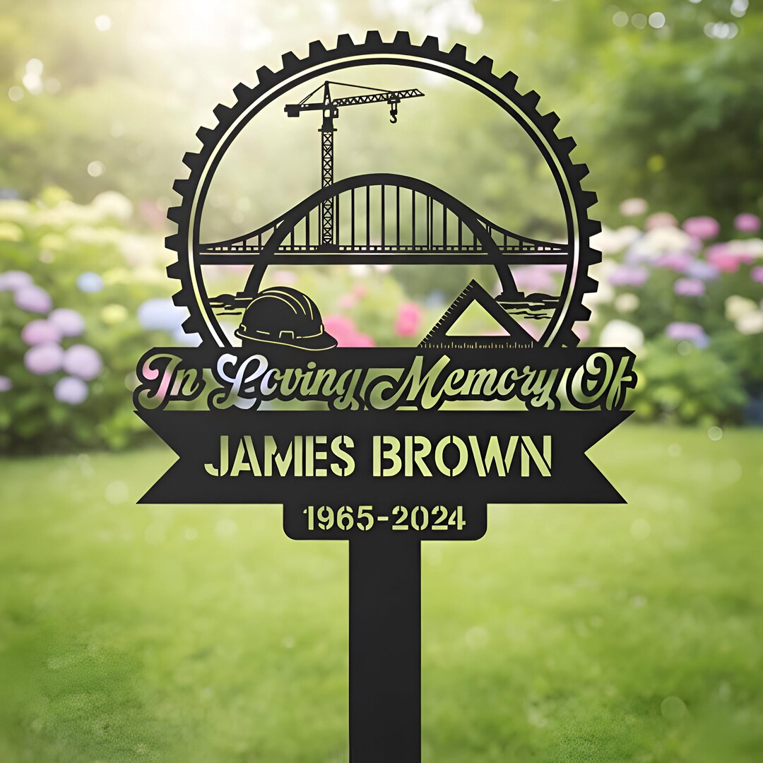 Personalized Construction Worker Memorial Metal Stake – Custom in ...