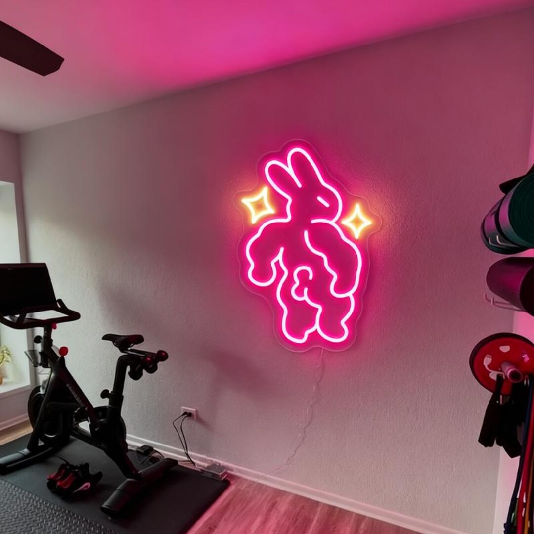 Strong Bunny Neon Sign,funny Gym Muscle Rabbit Neon Sign,easter Fitness ...