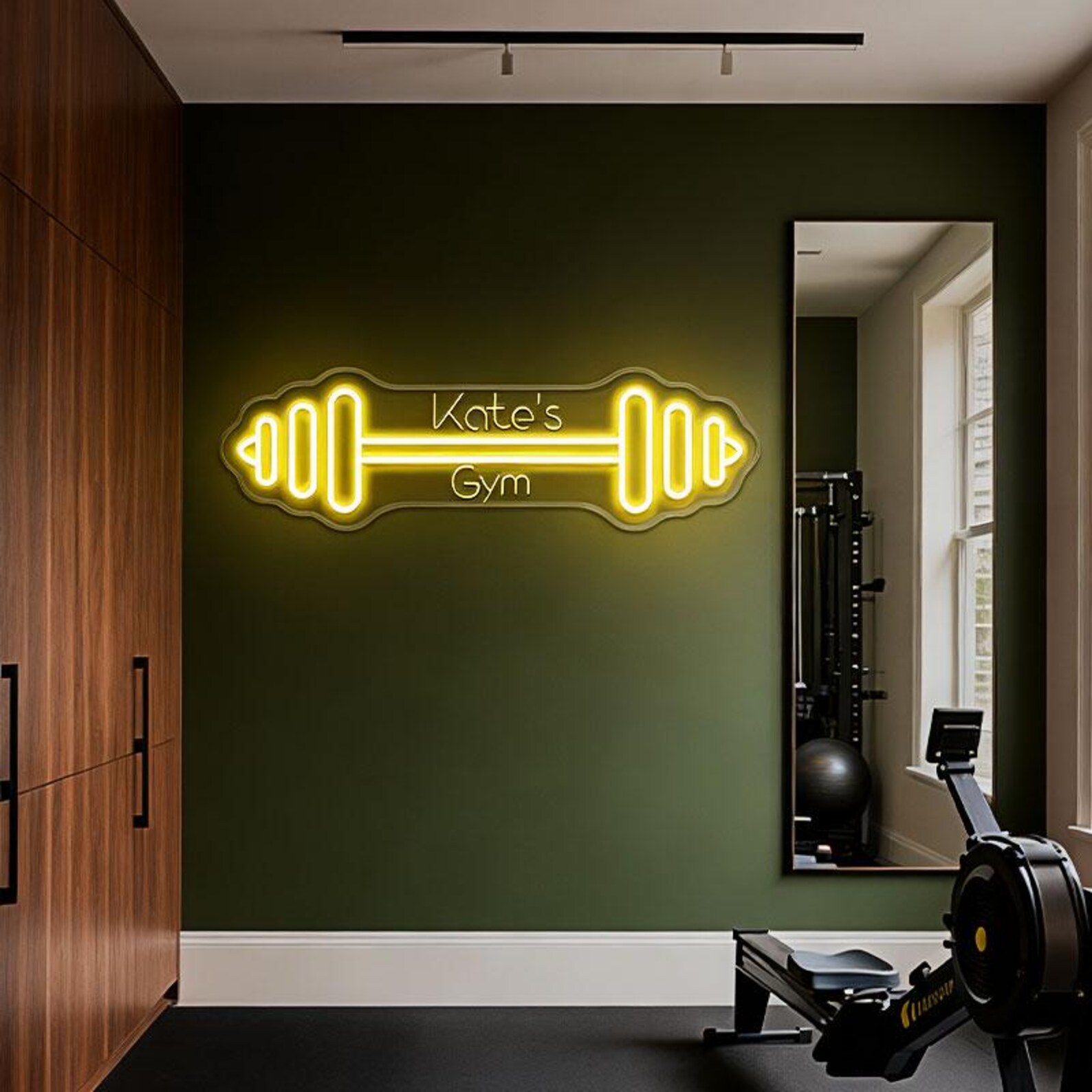 Custom Name Home Gym Neon Sign,customs Name Sign,kate's Gym,dumbbell ...