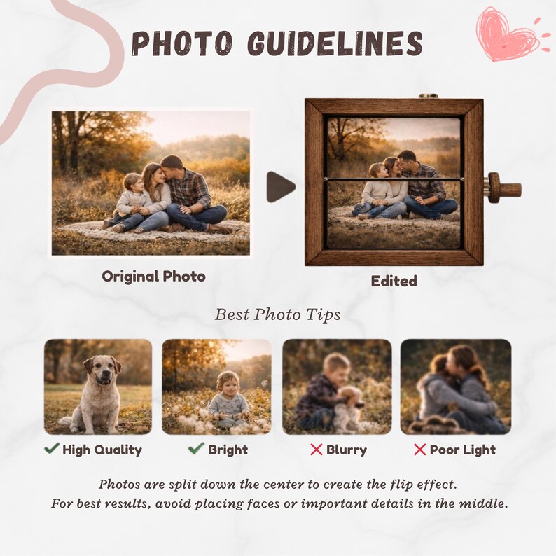 Custom Crank Photo Animation Box, Personalized Wooden Flip Book With ...