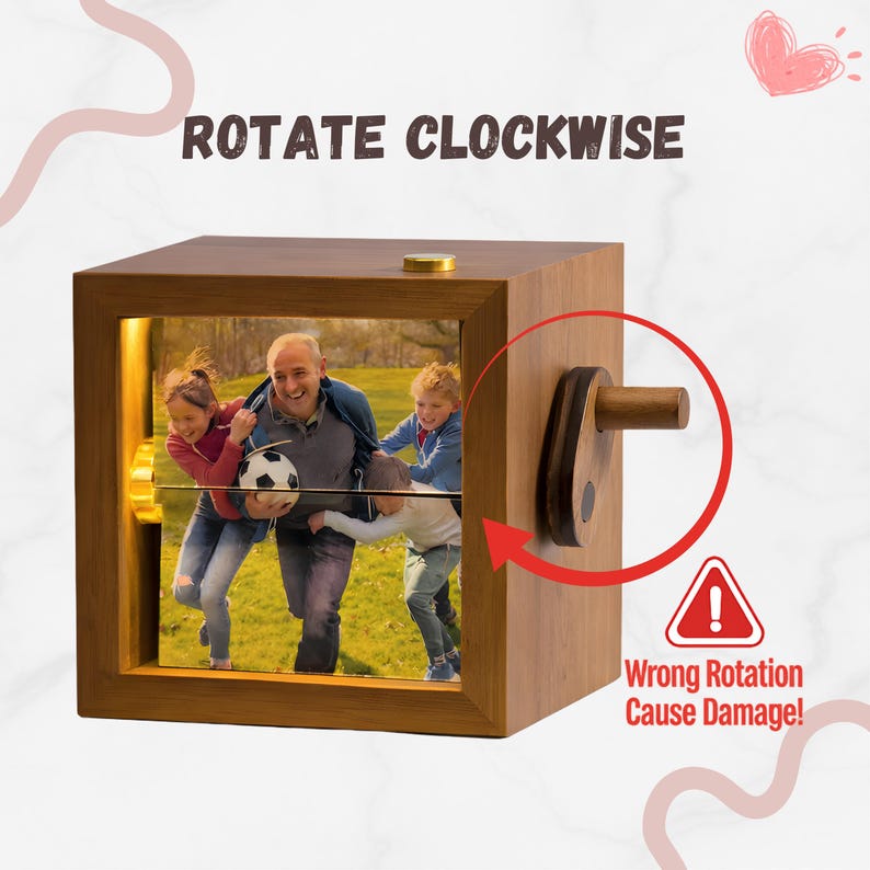 Custom Crank Photo Animation Box, Personalized Wooden Flip Book With ...